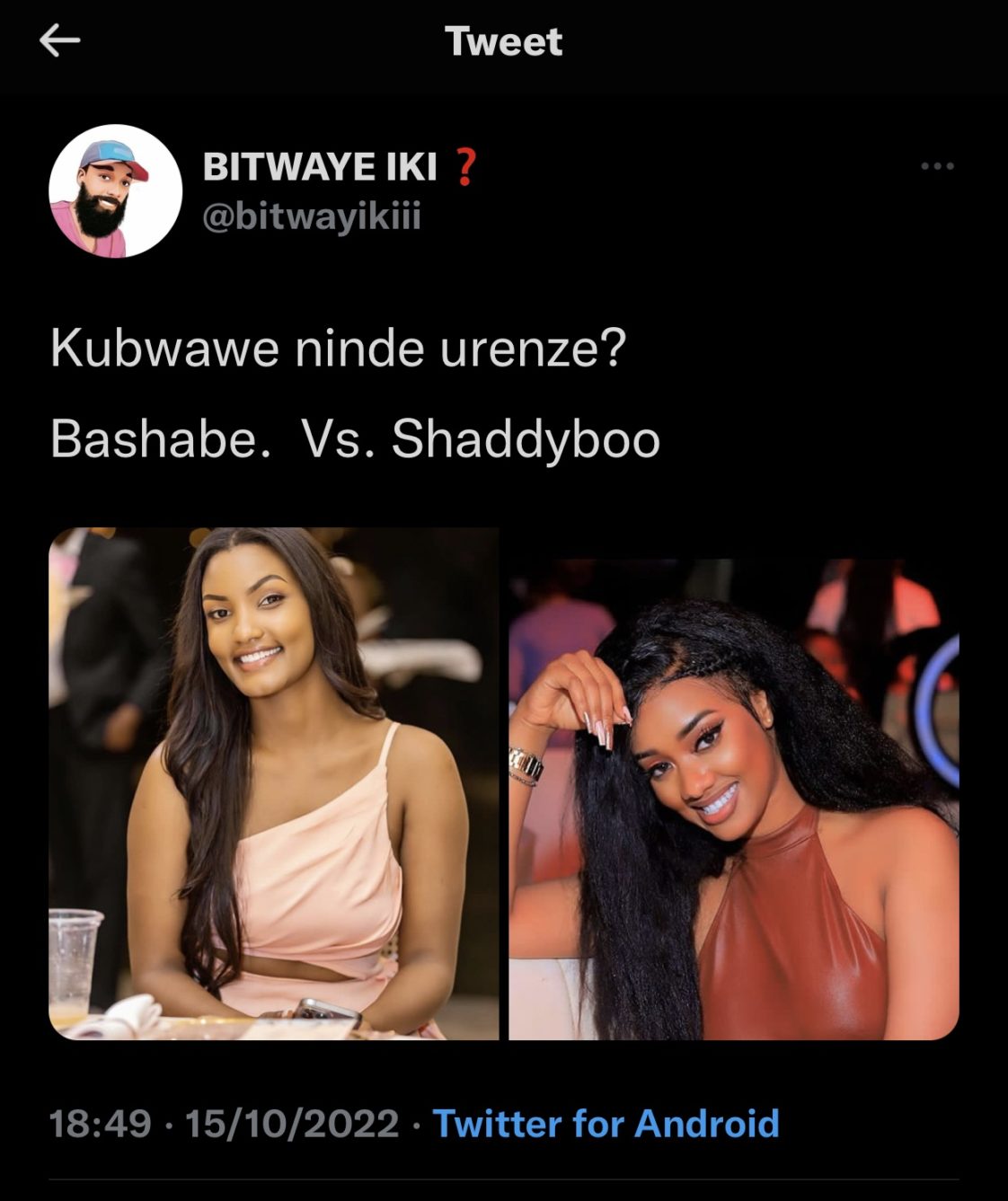 Kuri Twitter bagereranyije Kate Bashabe na Shaddyboo rubura gica! - YEGOB