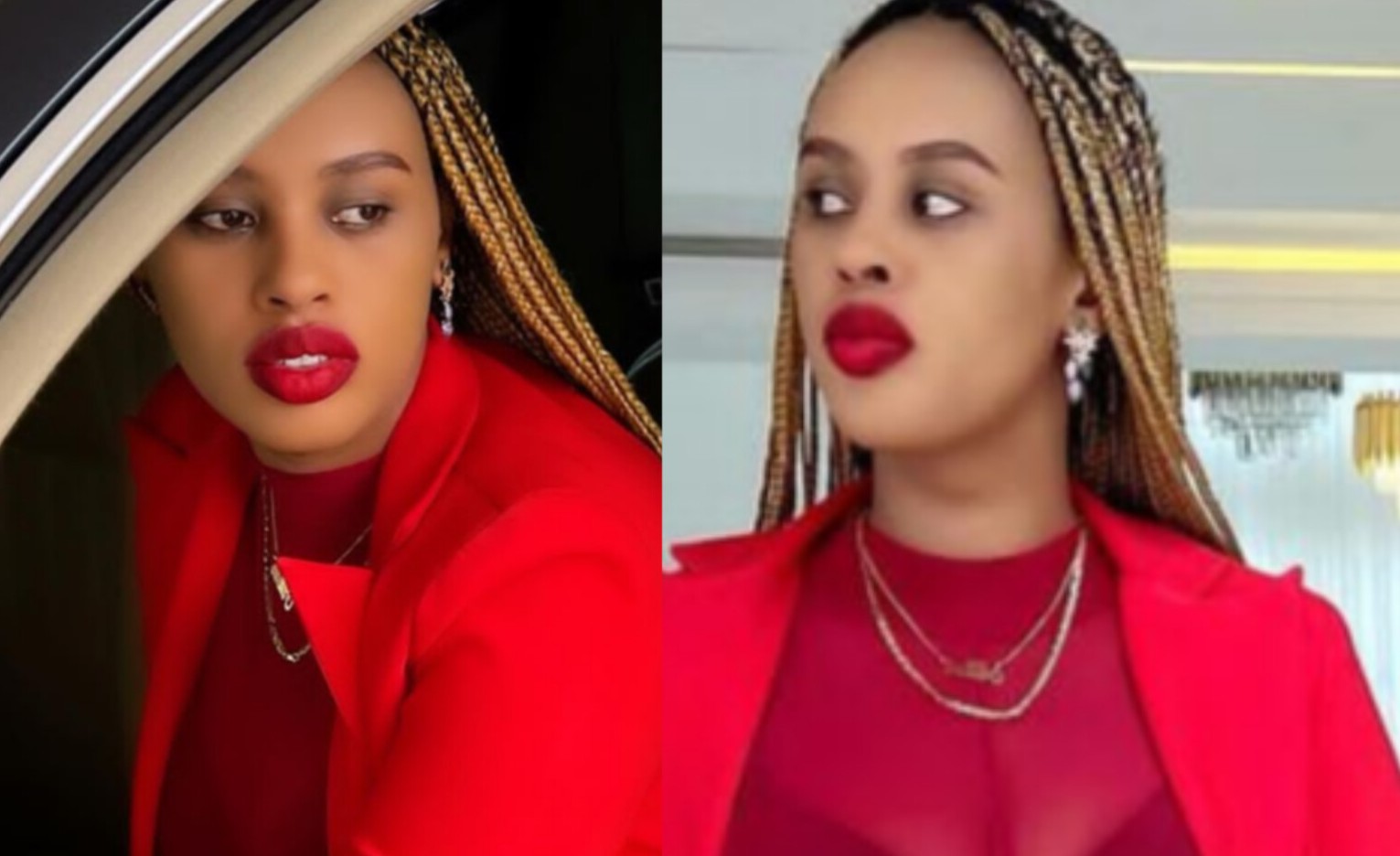 Mu mwenda w'umutuku amafoto agaragaza ubwiza n'uburanga bwa Alliah Cool ...