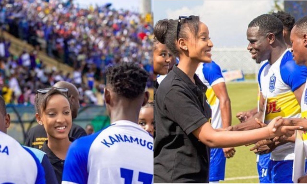 Miss Rwanda Muheto Divine akorana mu biganza n'abakinnyi ba Rayon ...