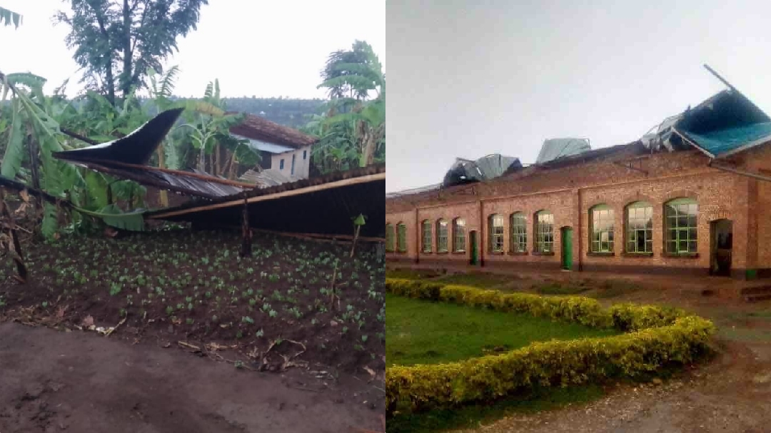 Imvura yaguye mu majyepfo y'u Rwanda yasenye inzu, amashuri ndetse n ...